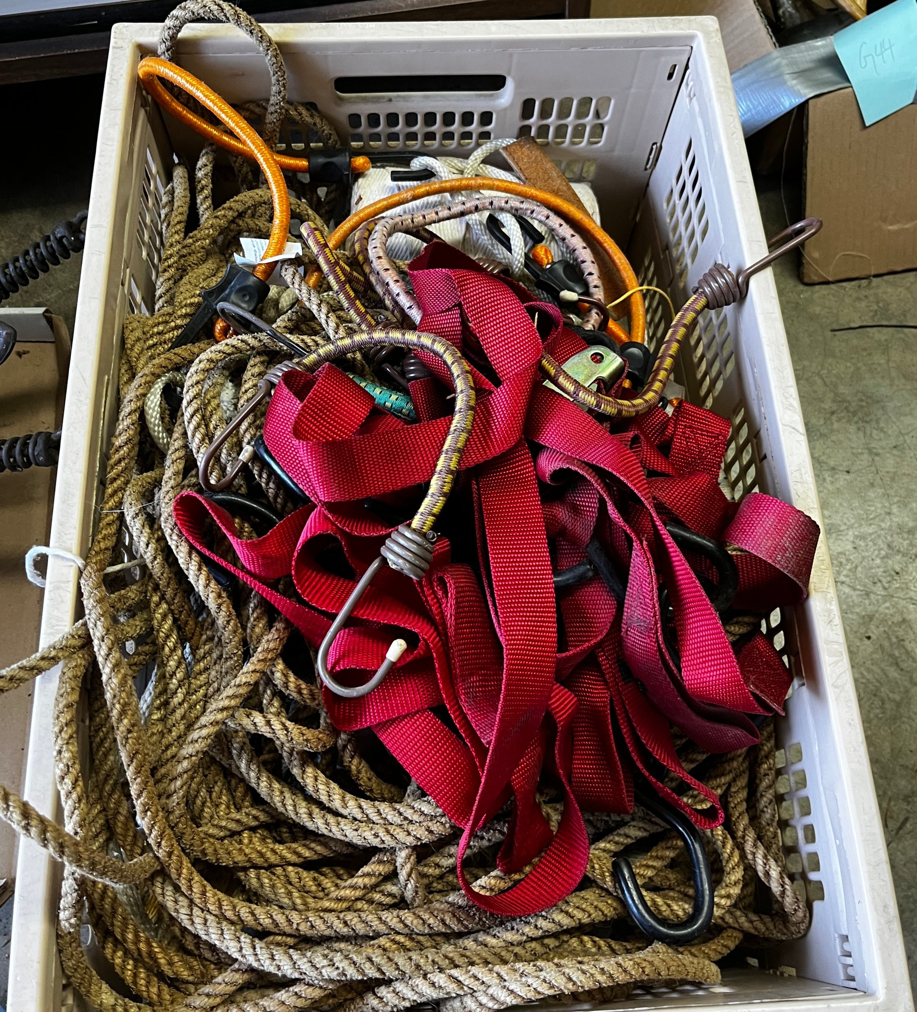 Two Totes Of Electrical Cords, Power Strips Ropes Bungies #3329 ...