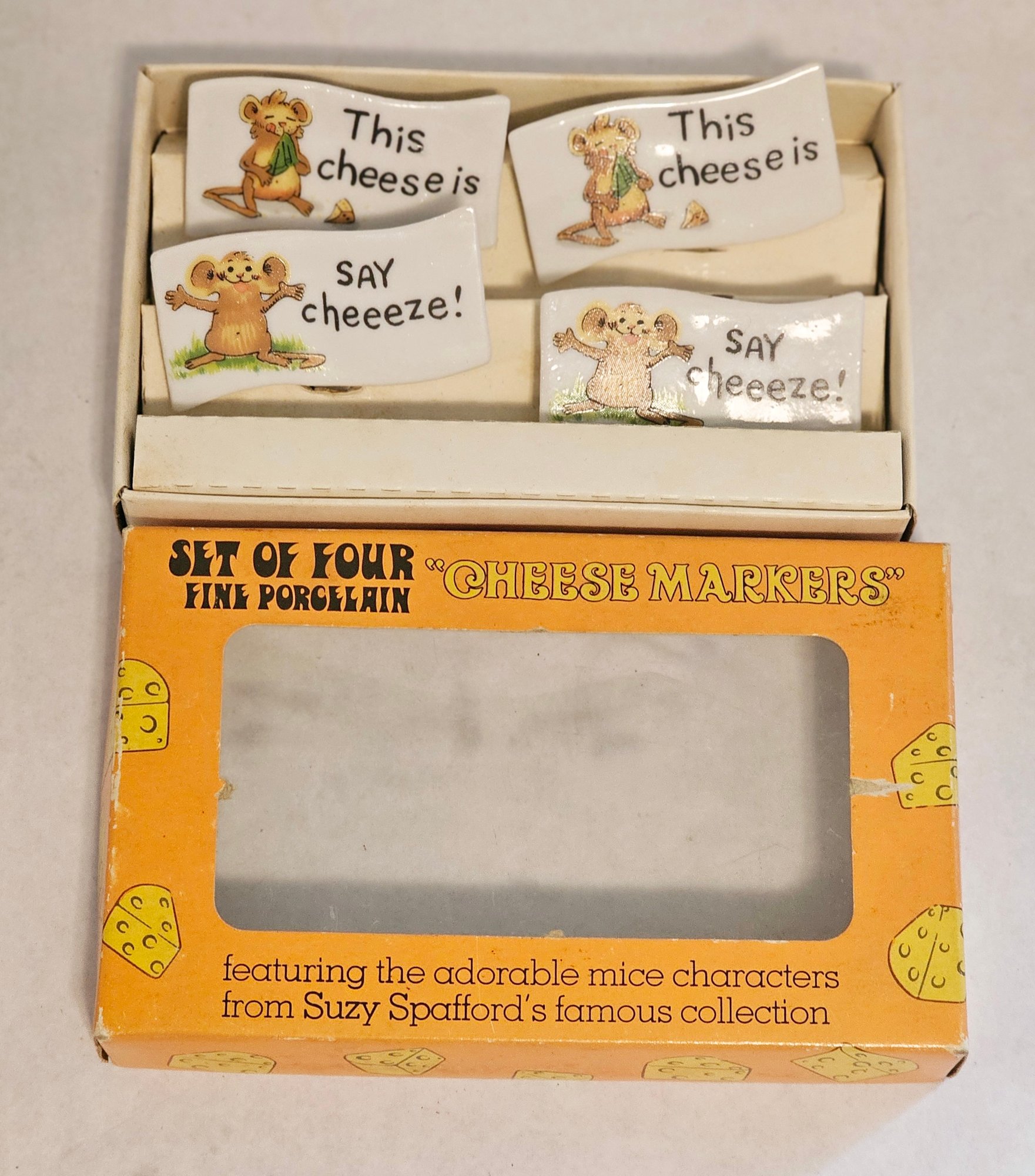1970s Enesco Suzy's Zoo Boxed Porcelain Cheese Markers FOR THE ...