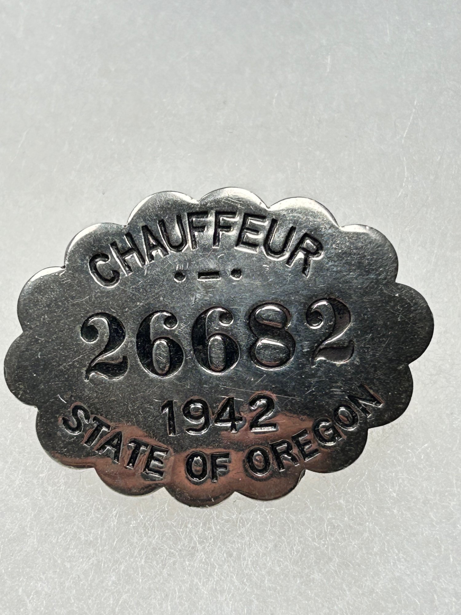 A611 Antique Licensed Chauffeur/Driver Badges Oregon 1942 26682 #9372 ...