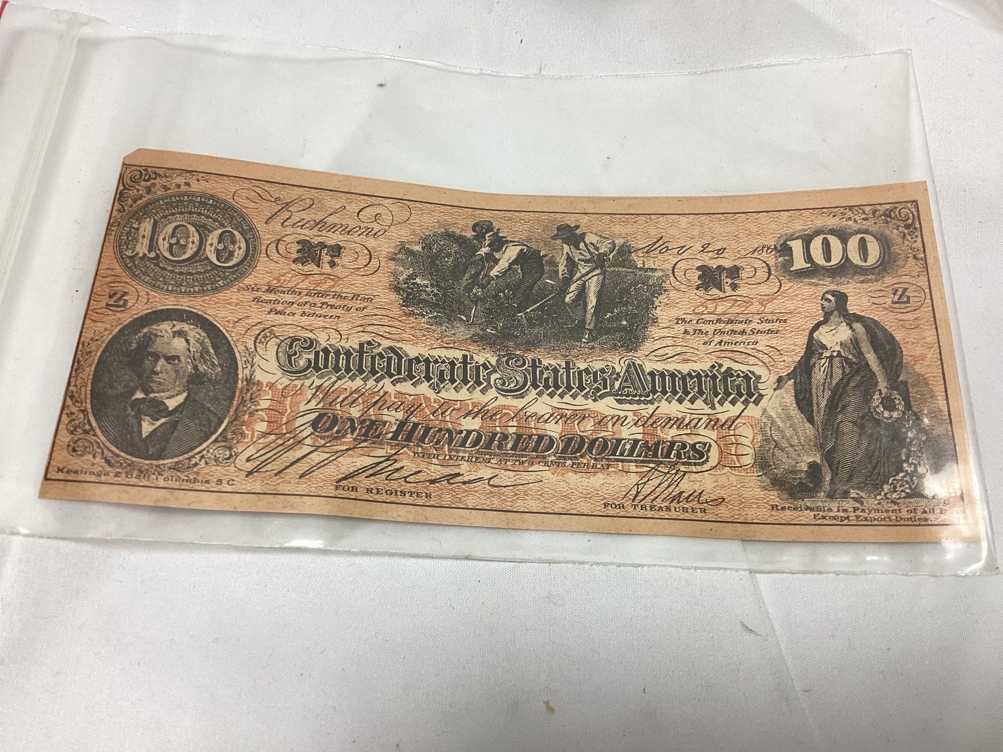The Confederate One Hundred Dollar Bill #26777 | Auctionninja.com