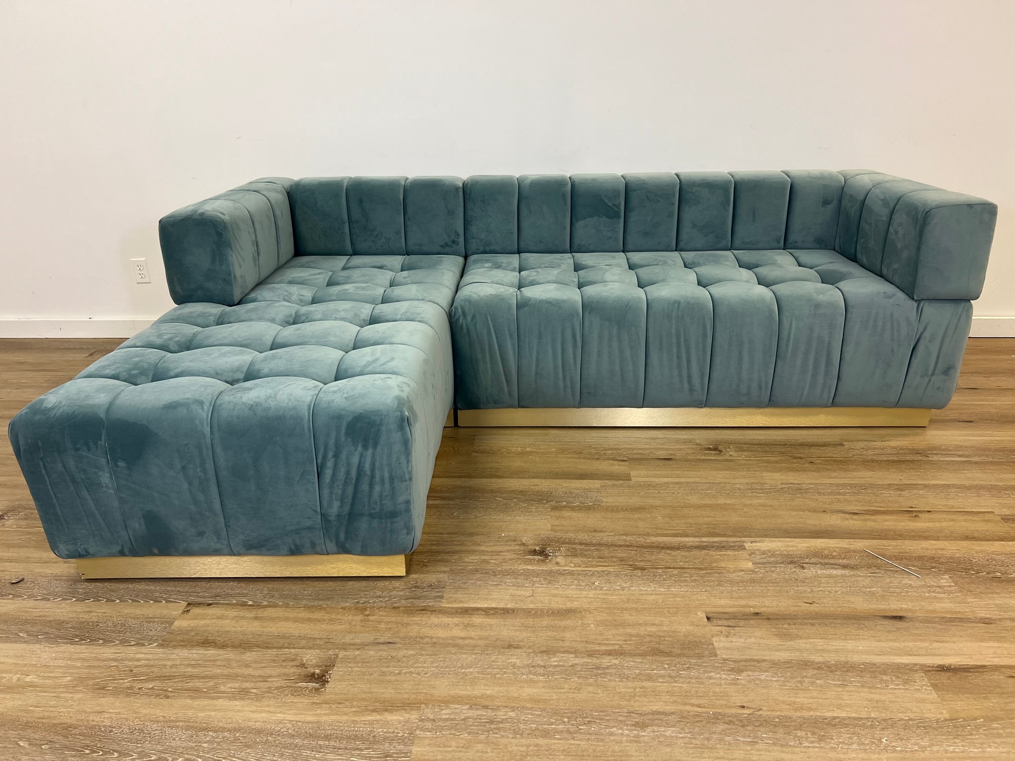 New! Modshop Delano Modular Sectional Sofa In Seafoam Velour #5266 ...