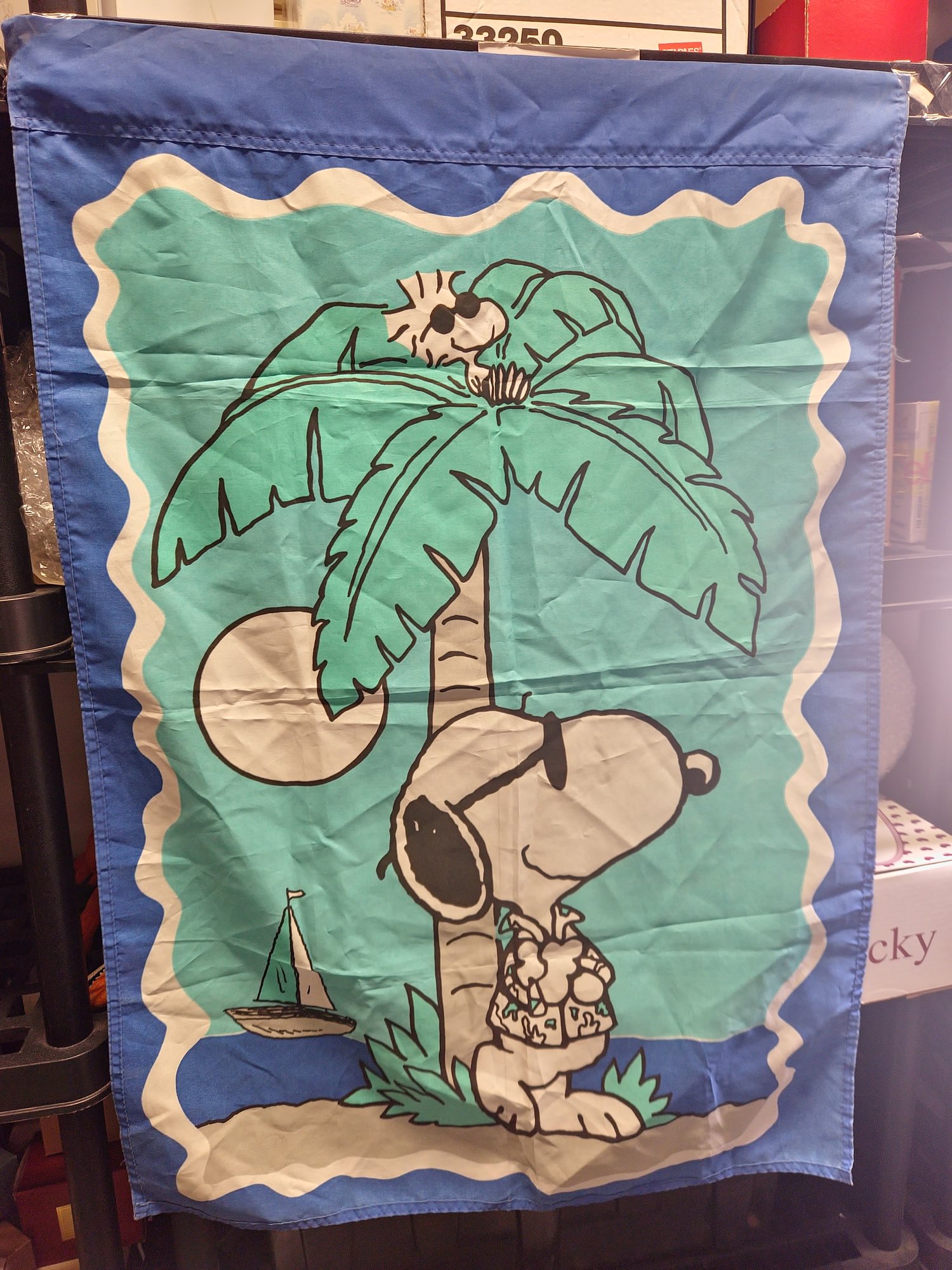 Snoopy Summer Tropical Beach Outdoor Sign Curtain Woodstock Charlie ...