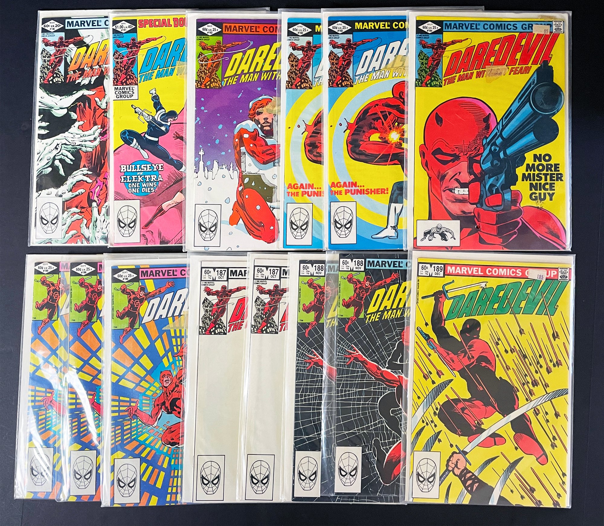 14 Daredevil Comic Books Between #180 & #189 With Duplicates #24671 ...