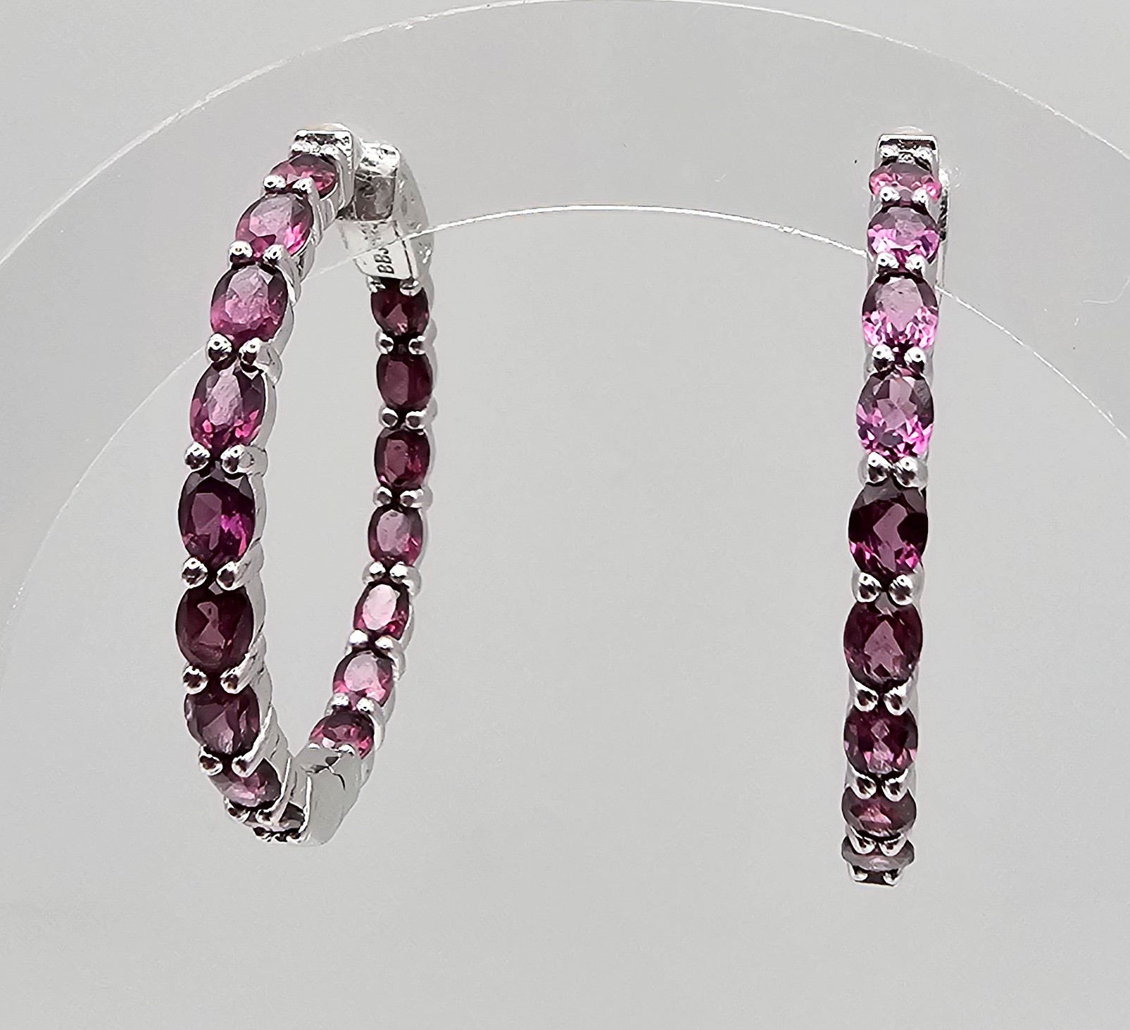"BBJ" Pink Tourmaline Sterling Silver Hoop Earrings 9.7 G #30944 ...