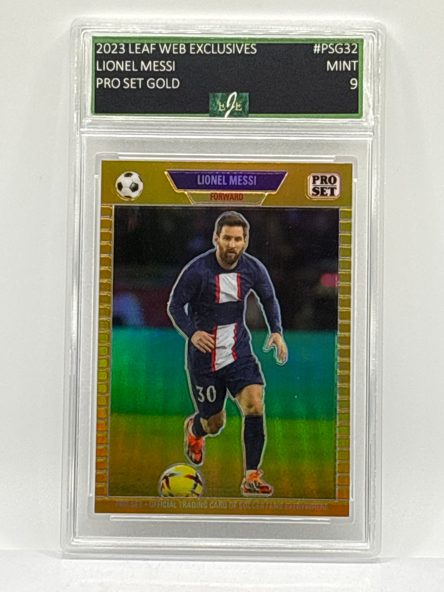 154/199!! 2023 LEAF WEB EXCLUSIVES #PSG32 LIONEL MESSI PRO SET GOLD SP ...