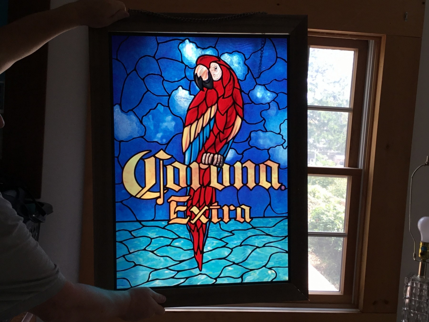 Corona Extra Parrot Stained Glass Look 32” X 23” #56118 | Auctionninja.com