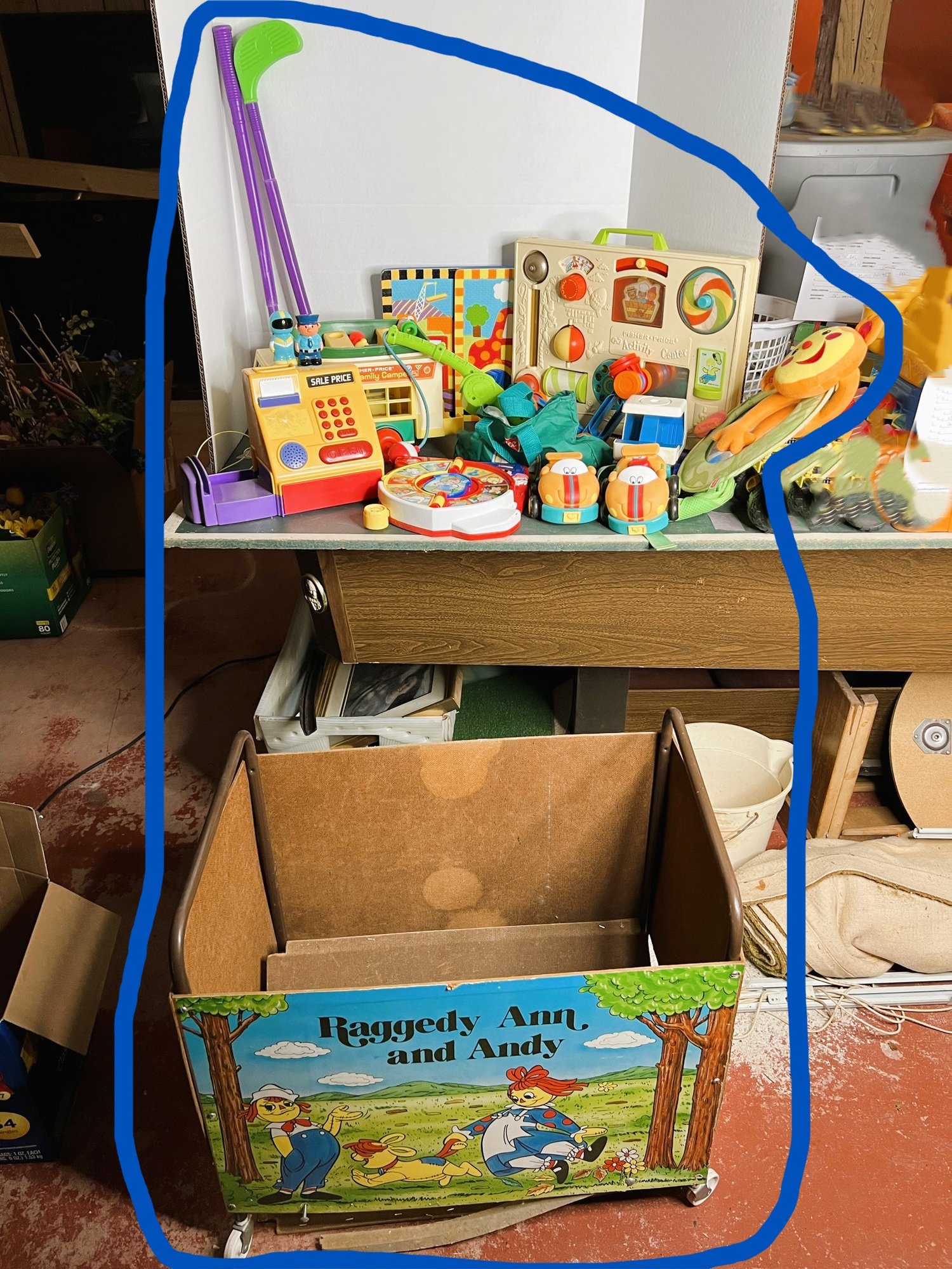 C/ Toy Box With All Contents Including Fisher Price, Vintage Raggedy ...