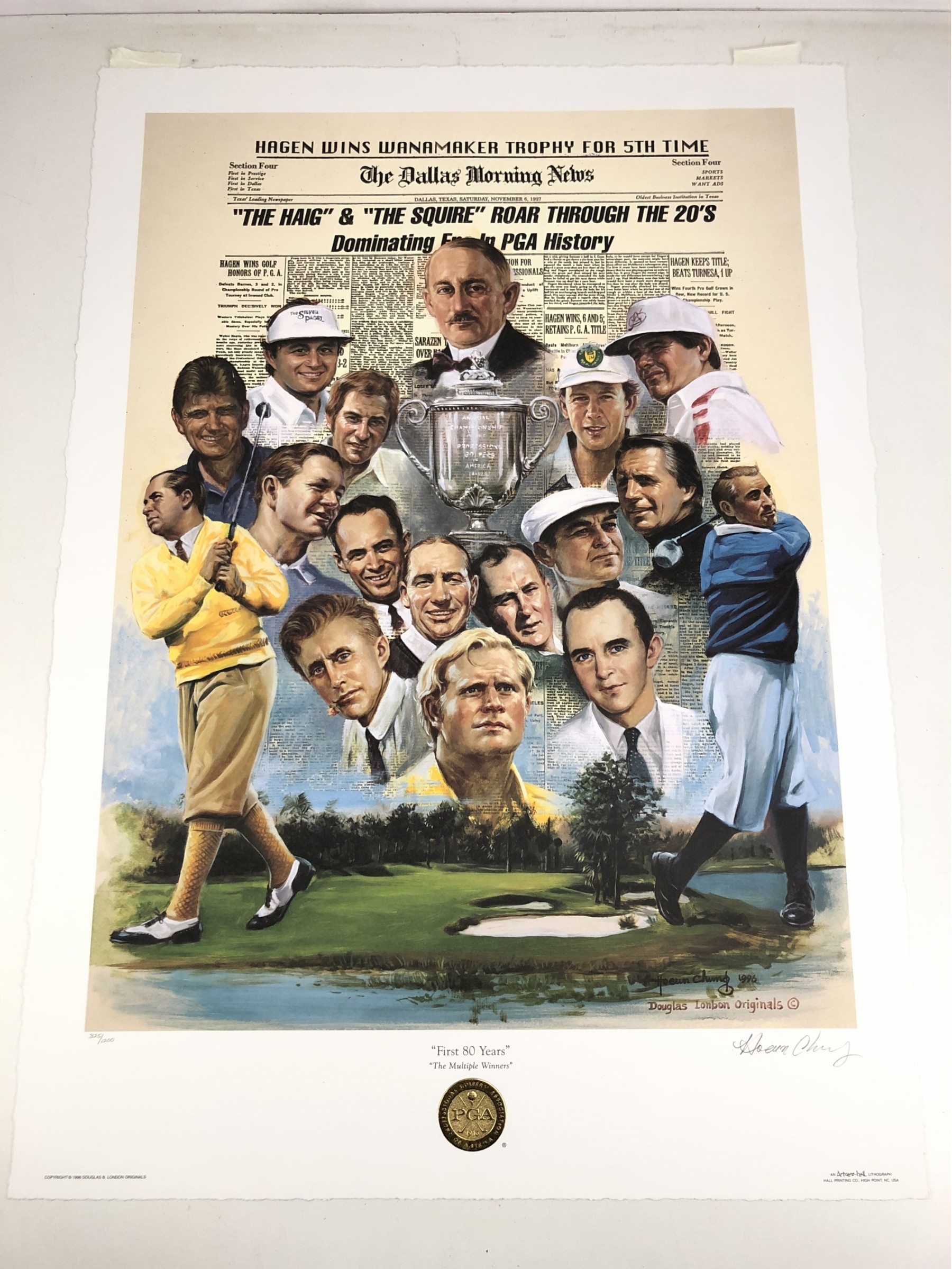 PGA Golf Lithograph"First 80 Years" Signed & Numbered By Hoeun Chung ...