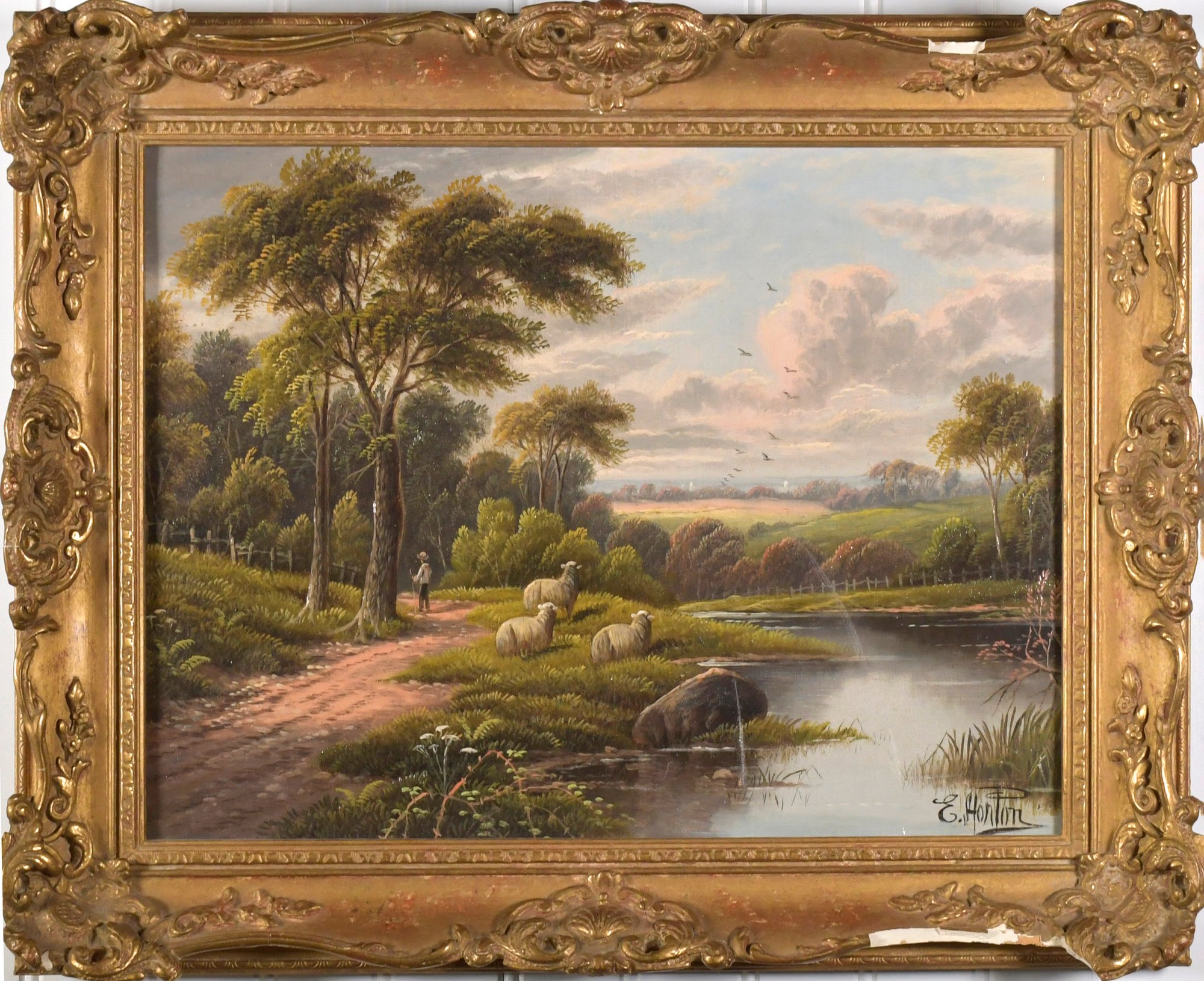 E. Horton Oil On Canvas, Landscape (CTF10) #38284 | Auctionninja.com