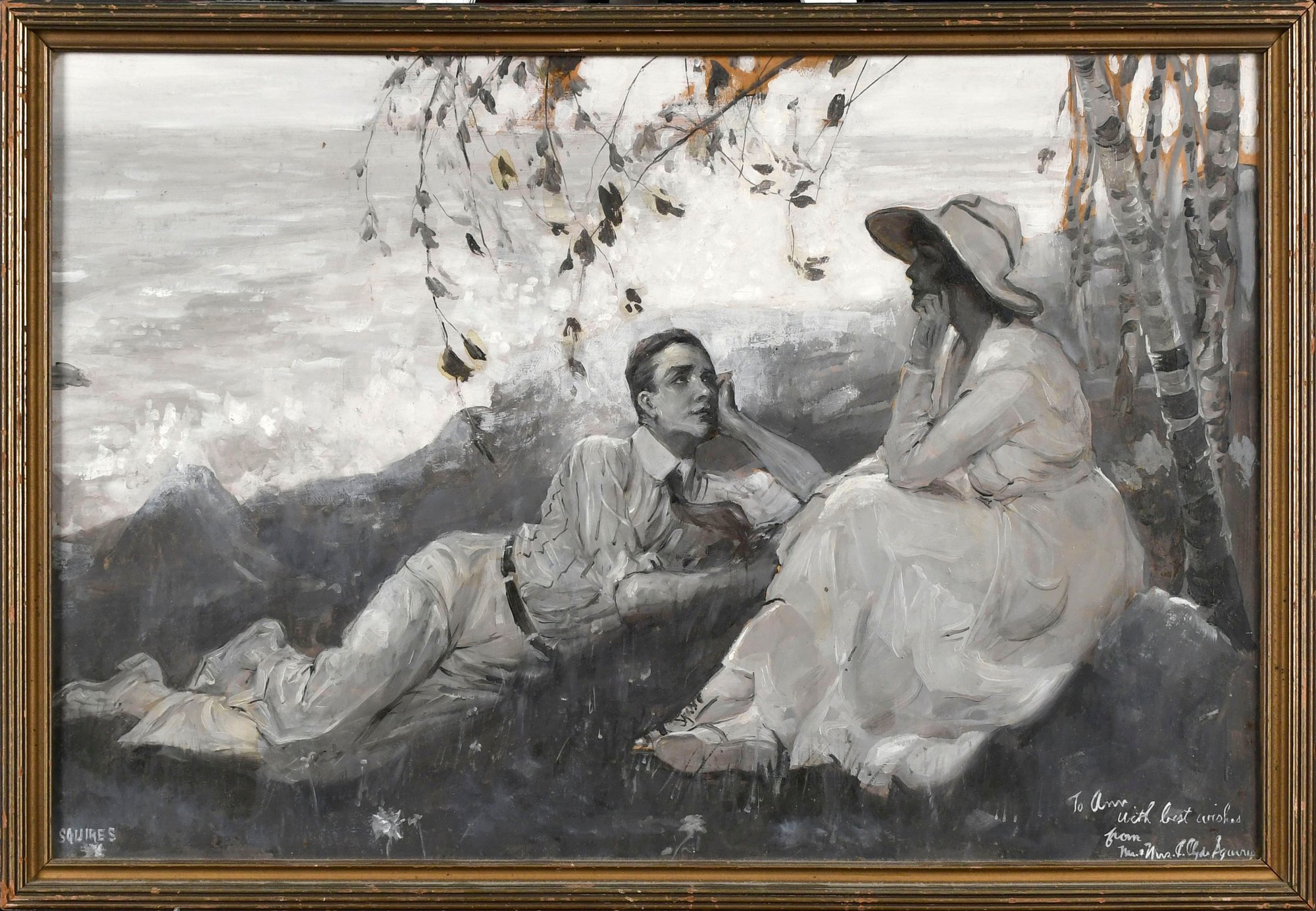 Charles Squires Oil, Couple Under Tree (CTF10) #33949 | Auctionninja.com
