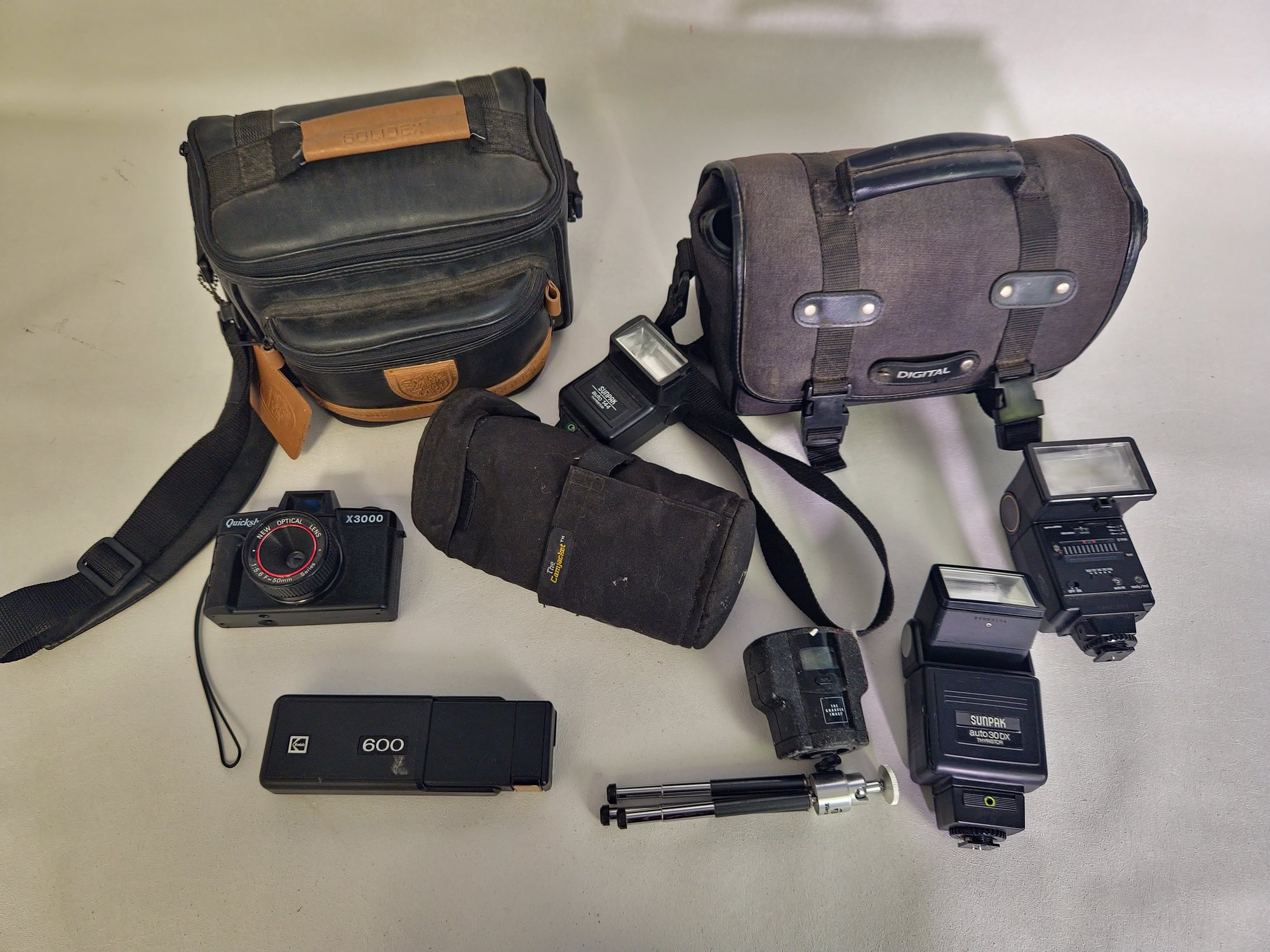 Comprehensive Camera Set With Kodak 600 Flash, Quickshot X3000, Sunpak ...