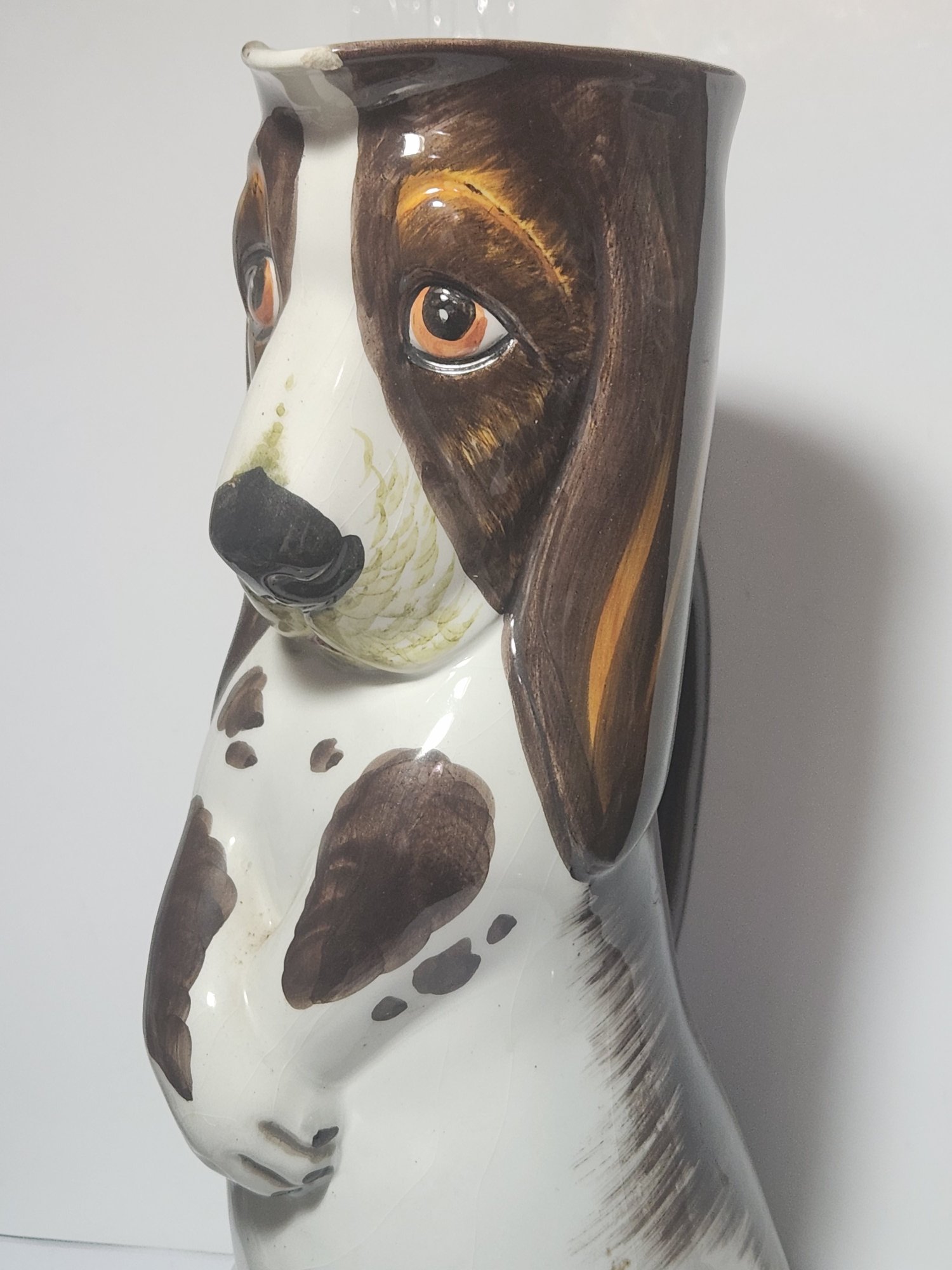 Figural Hand Painted Italian Ceramic Dog Pitcher #9355 | Auctionninja.com