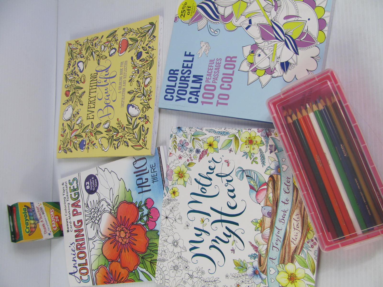 Four New Adult Coloring Books With Colored Pencils And Crayons #18315 ...