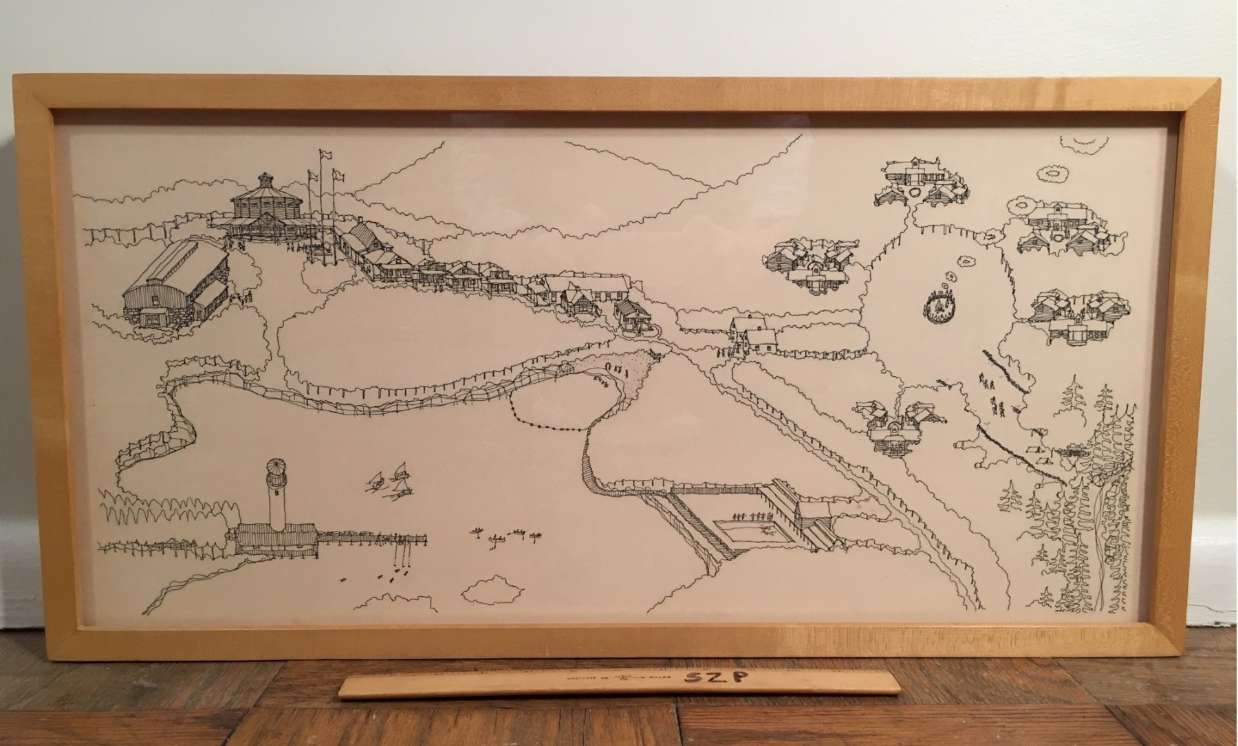 Framed Tom Beeby Drawing Of Paul Newman's Hole In The Wall Gang Camp ...