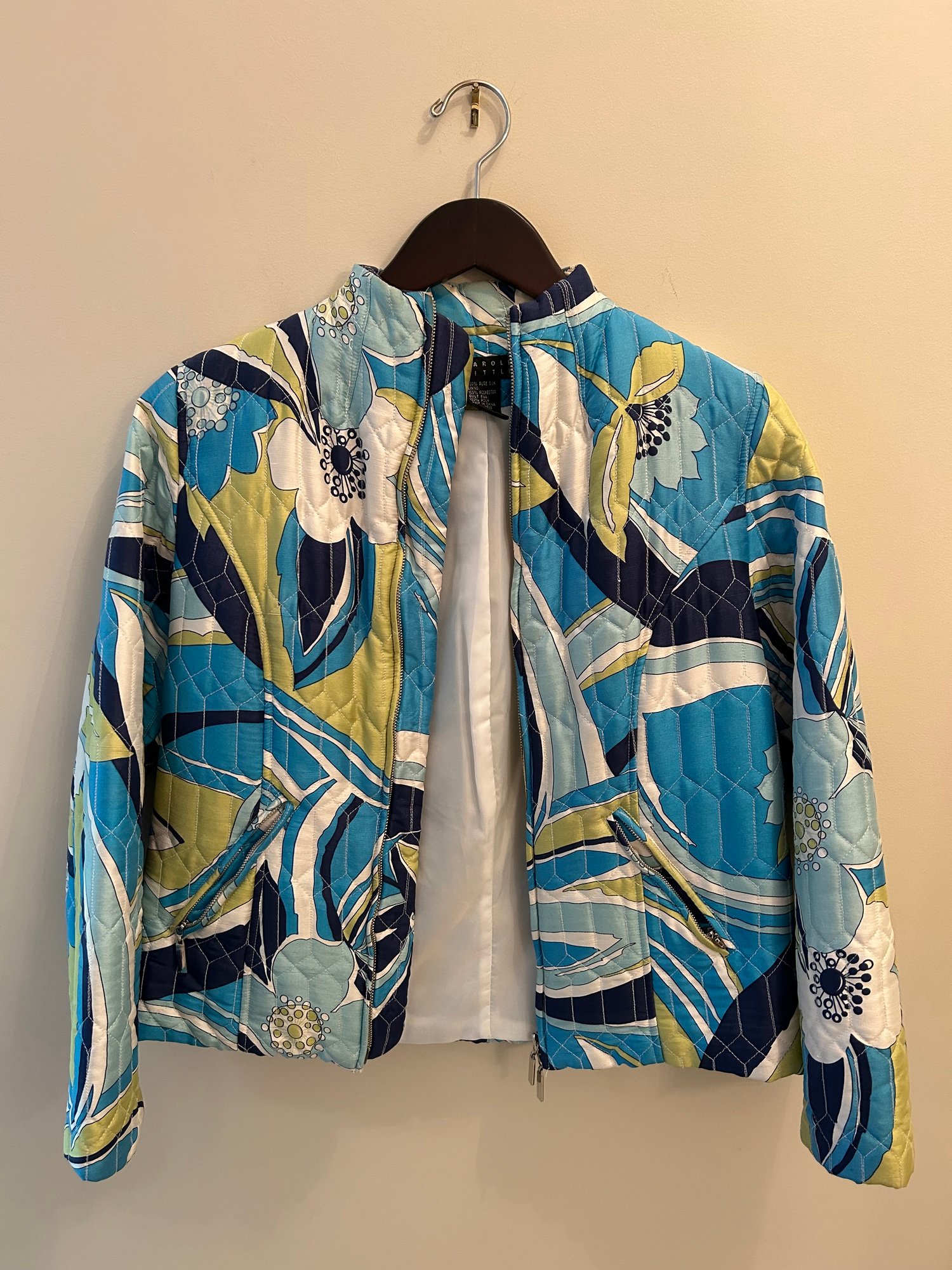 Carole Little Silk Lined Blue Patterned Jacket #8680 | Auctionninja.com