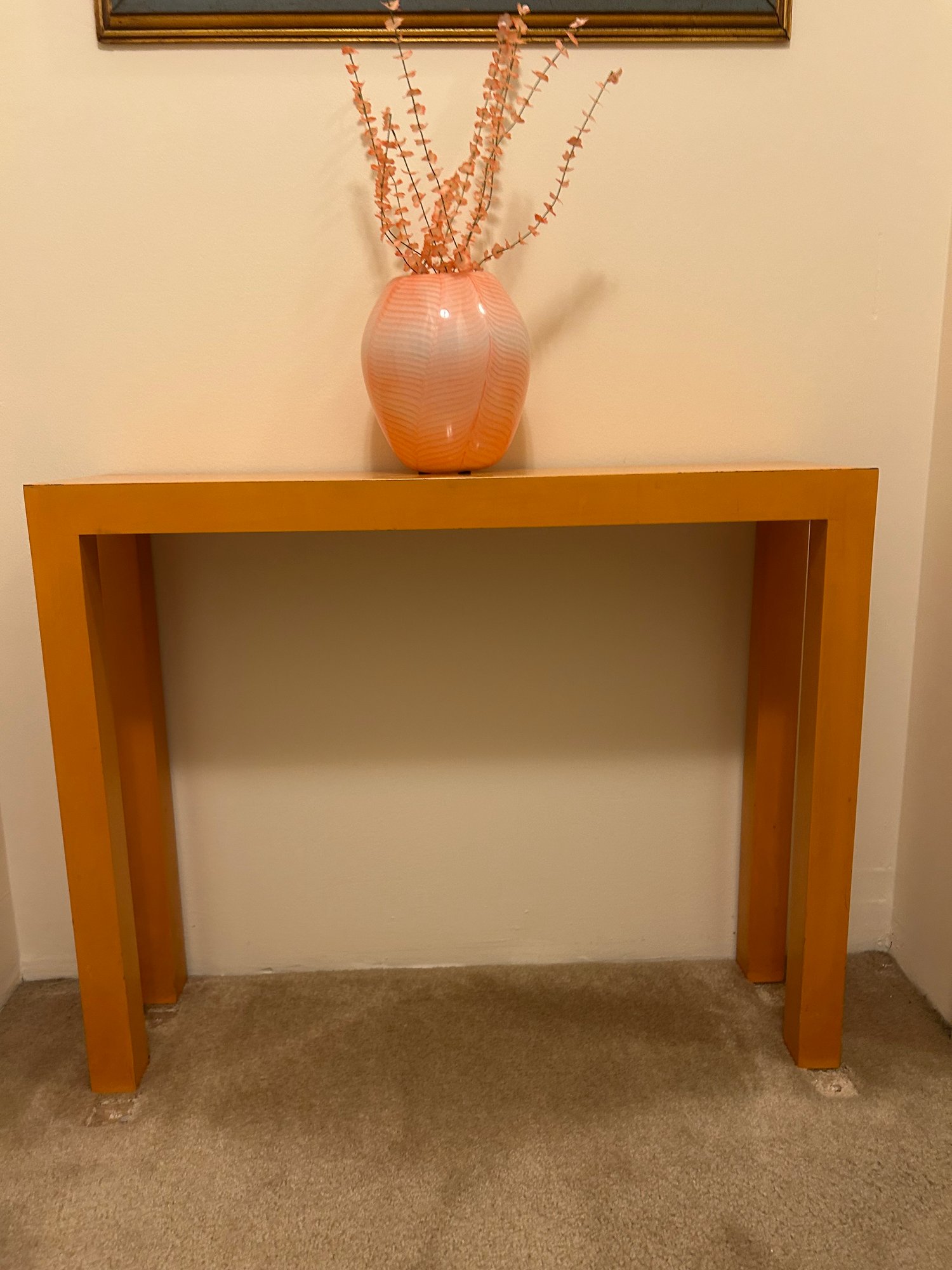 Slim Orange Table With Vase #4802 | Auctionninja.com