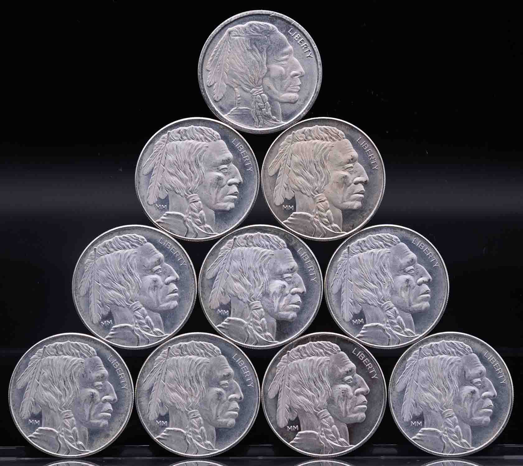 10 Buffalo Silver Rounds #7003 | Auctionninja.com