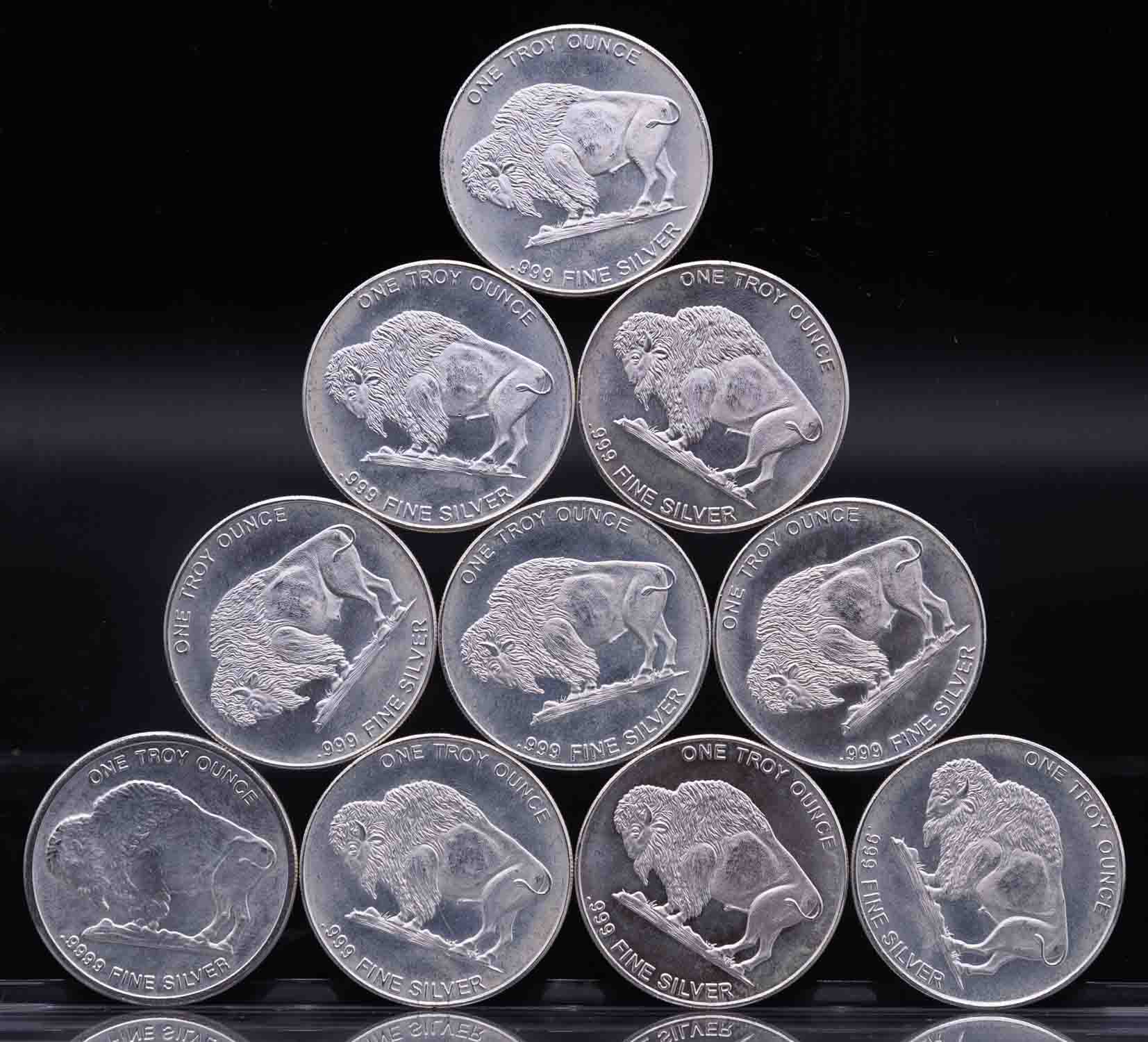 10 Buffalo Silver Rounds #7003 | Auctionninja.com