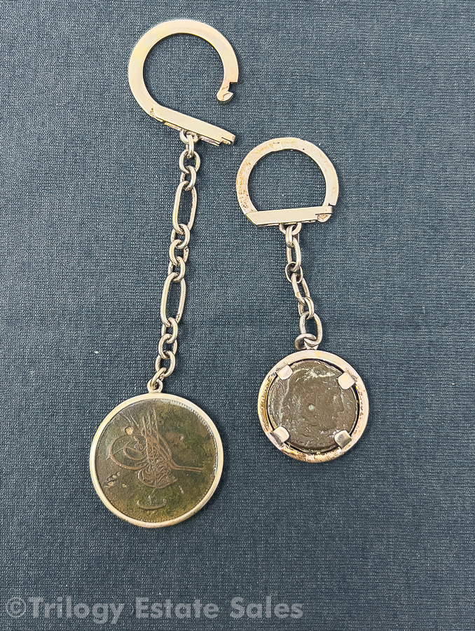 Two Coins (One Ancient) Mounted In 800 Silver Keychains #5711 ...