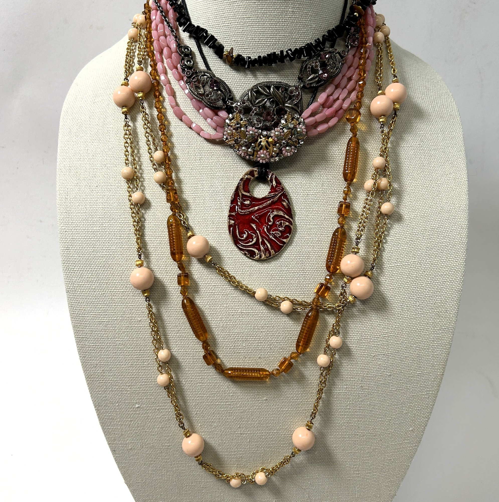 Six Fun & Colorful Vintage Costume Necklaces, A Fun Collection! #17246 ...